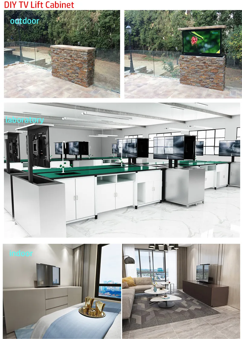 Motorized Remote Control Hidden Tv Lift Automatic System Electric Under ...