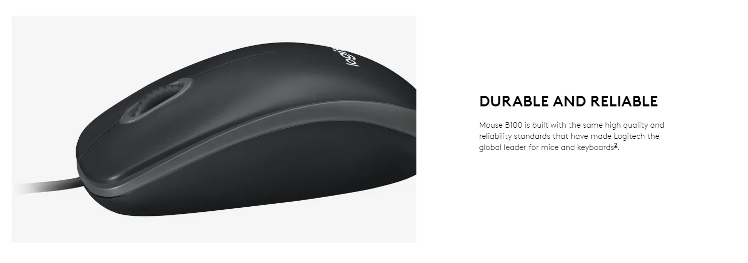 Logitech B100 Wired Mouse - Reliable Symmetrical Design