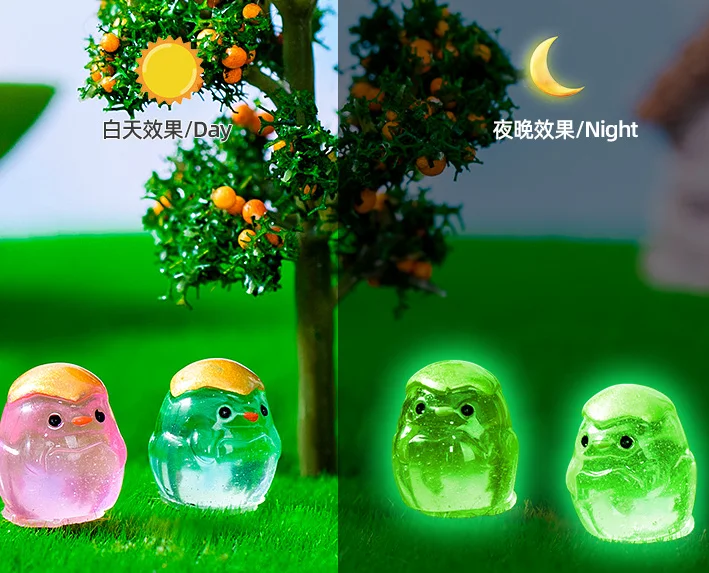 Luminous Gold Yellow Little Chicken Chick Miniature Ornament Animal ...