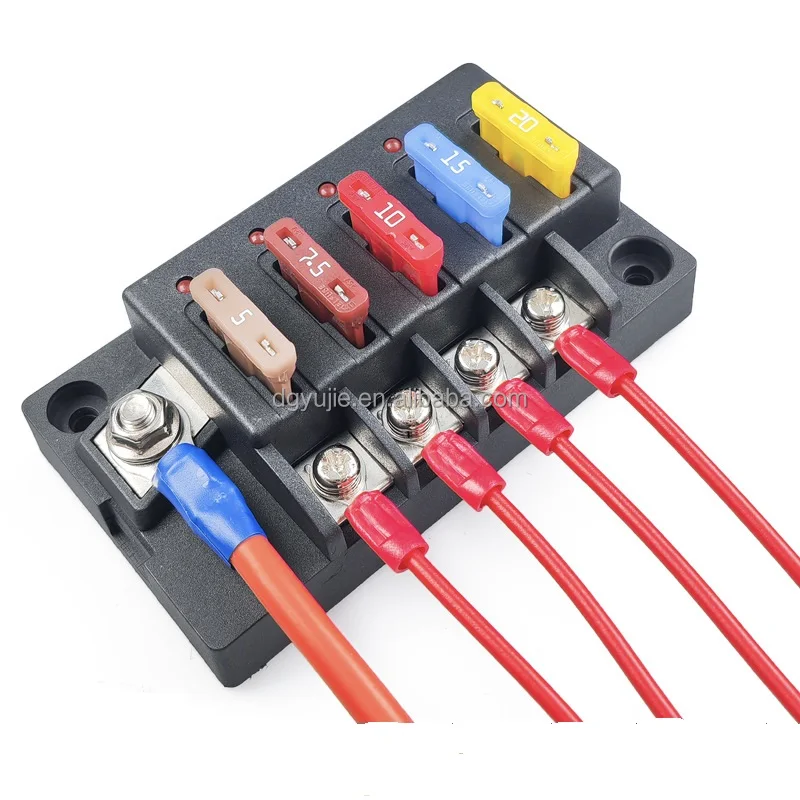 12V/24V 4 Way LED Fuse Box with Warning Lights - Durable ABS and Copper ...