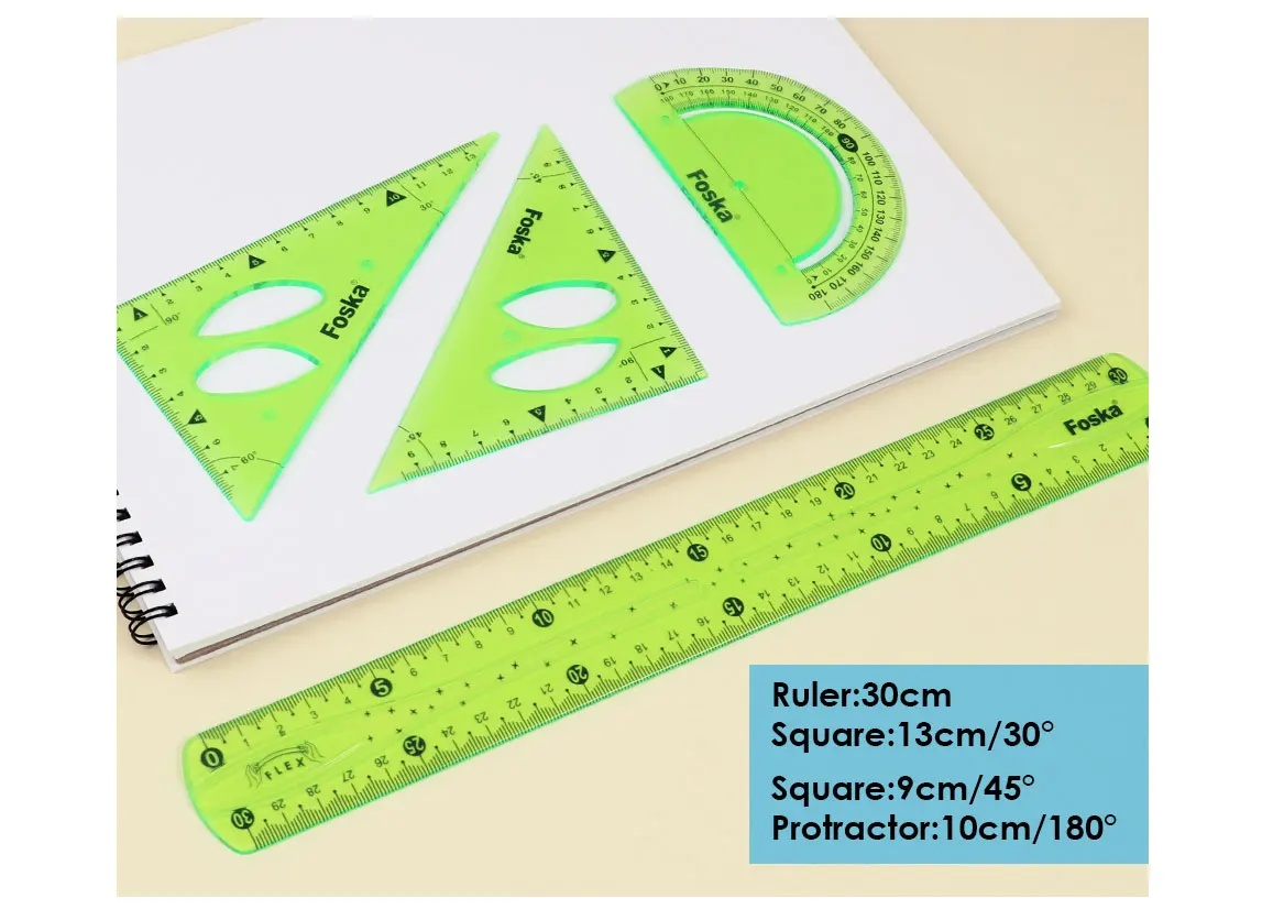 Foska Good Quality Plastic Flexible Ruler Set, View ruler set, Foska ...