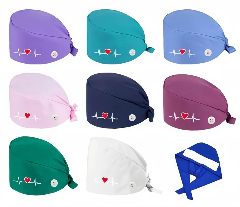 Embroidered Logo Women Solid Color Working Scrub Cap