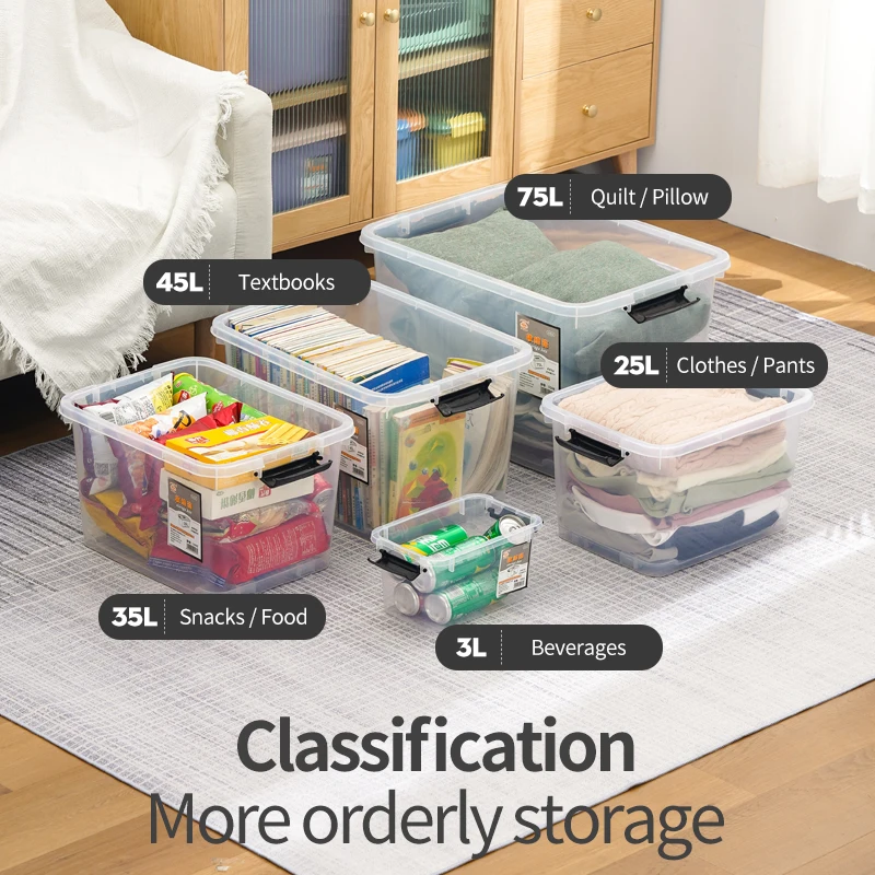 3L to 100L Hotel Home School PP Plastic Storage Containers with Lids ...