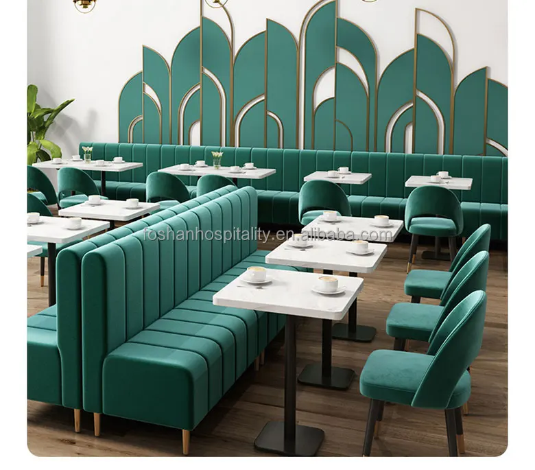 Shop Velvet Restaurant Booth Sofa & Imitate Marble Table