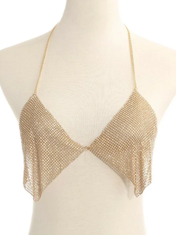 Wholesale Flash Shiny Rhinestone Sequins Body Chain Bra