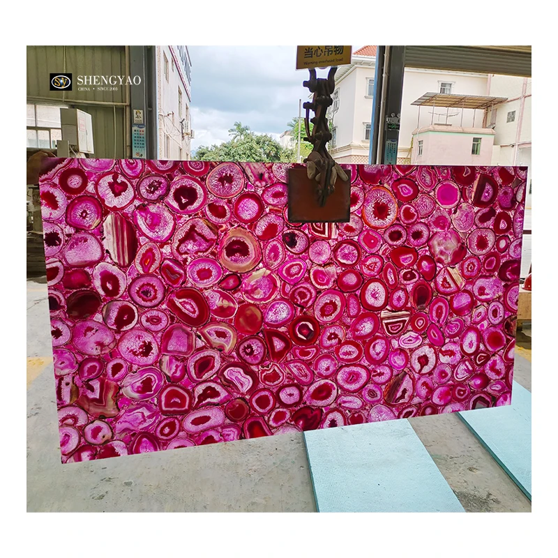 Shengyao Gemstone/natural Luxury Pink Translucent Marble Rose Backlit ...