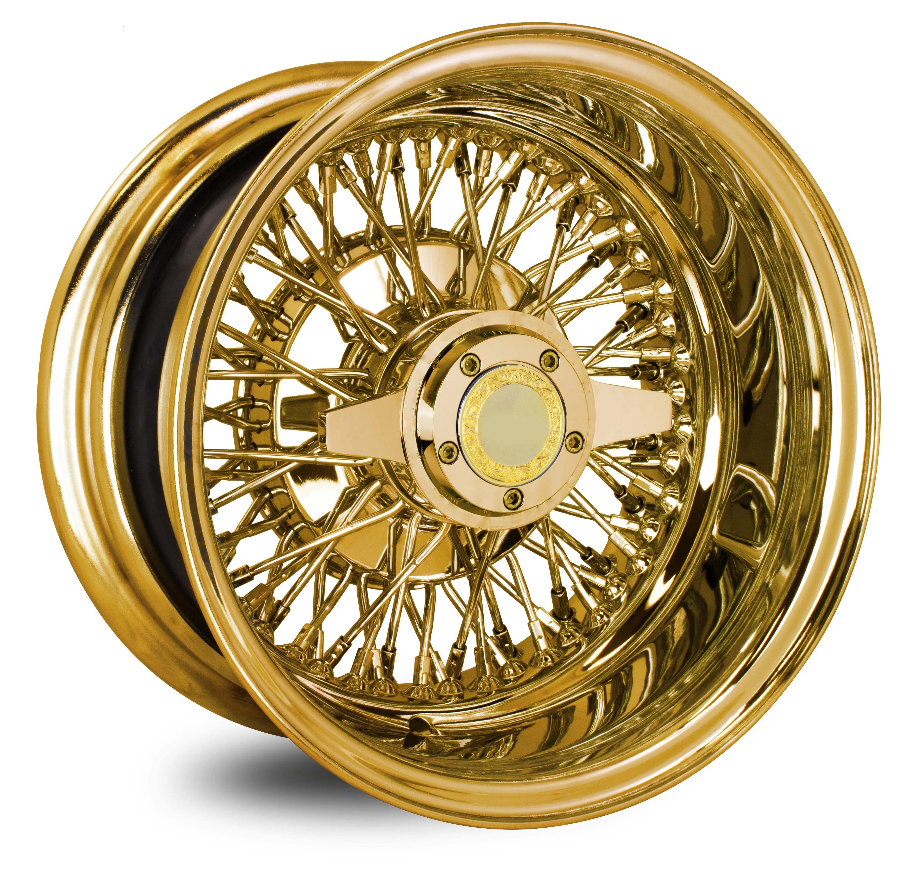 Stainless Steel Spoke Wheels - All Gold Deep Dish 100 Spoke