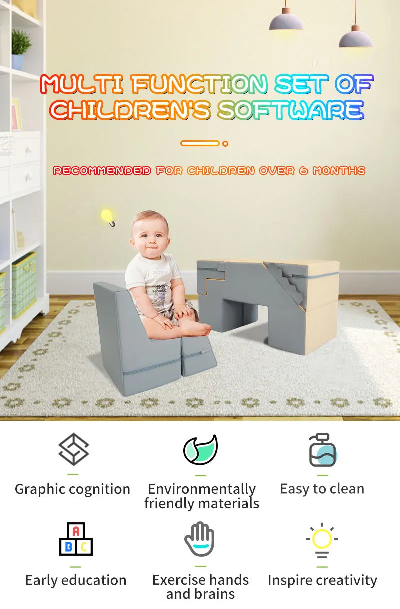 Children Multi-functional Multiform Desk Sofa Chair Kids Softplay ...