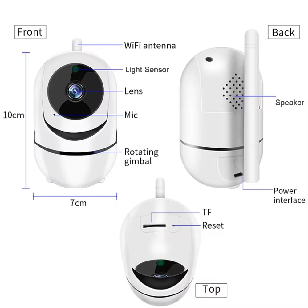 360 Degree Smart Home Security Camera with AI & Night Vision