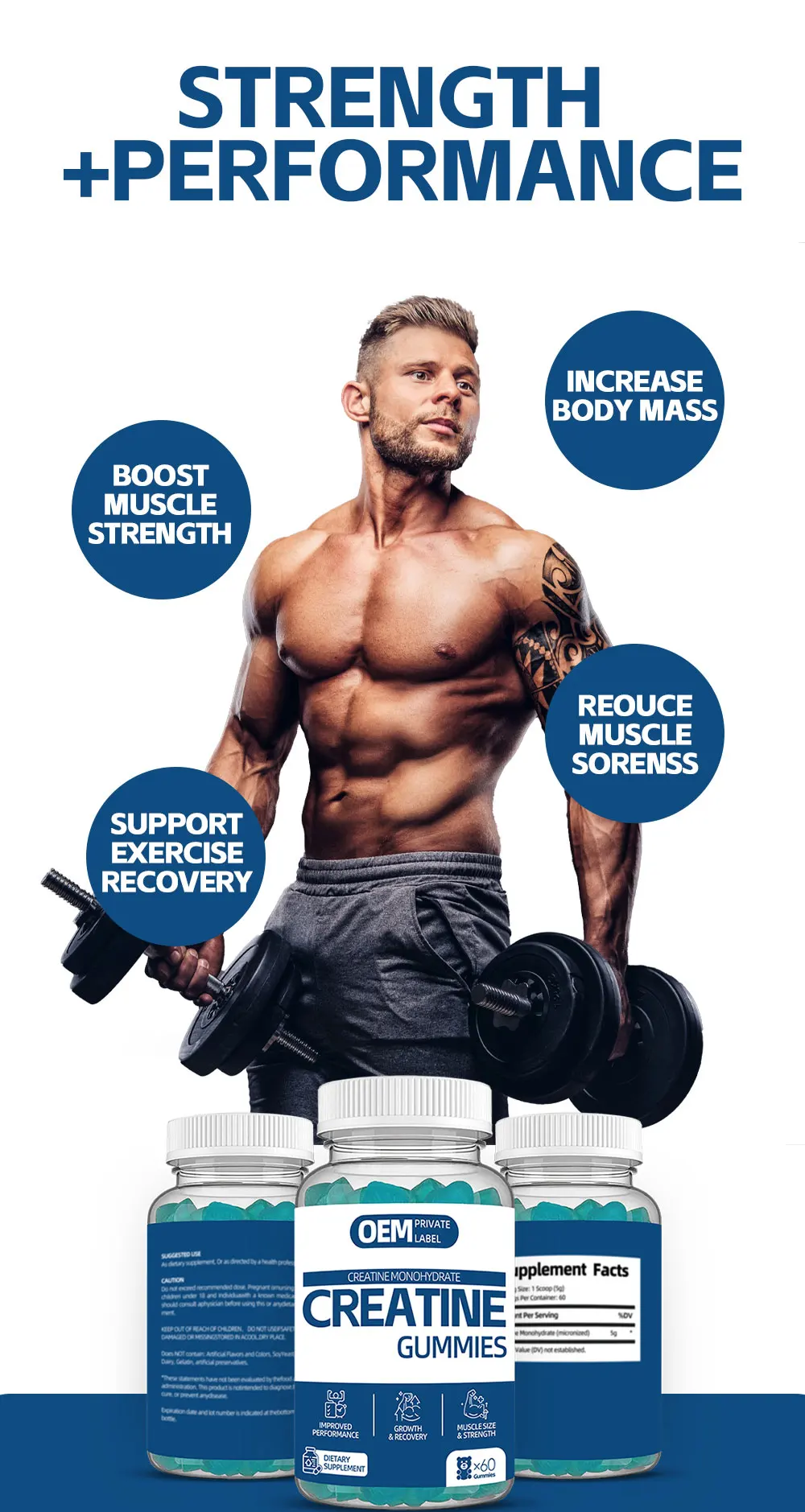 Vegan Creatine Monohydrate L-carnitine Gummies For Women And Men Pre ...