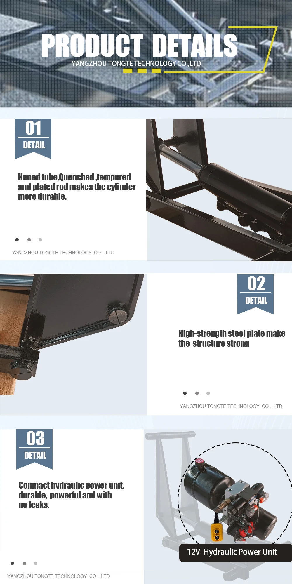Utv Atv Electric Hydraulic Cargo Dump Bed Lift Kit - TTECH
