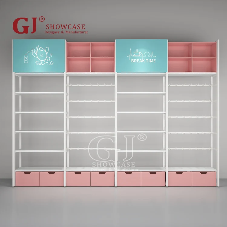 High Quality Miniso Display Shelves For Retail Stores Wooden Shop Wall ...