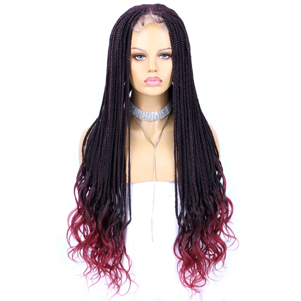 Synthetic Low Temperature Braided Lace Front Fiber Hair Wigs Box ...
