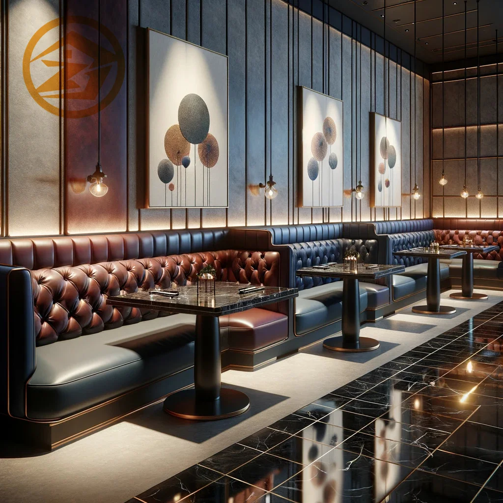Light Luxury Sky U Shape Corner Sectional Fast Food Restaurants ...