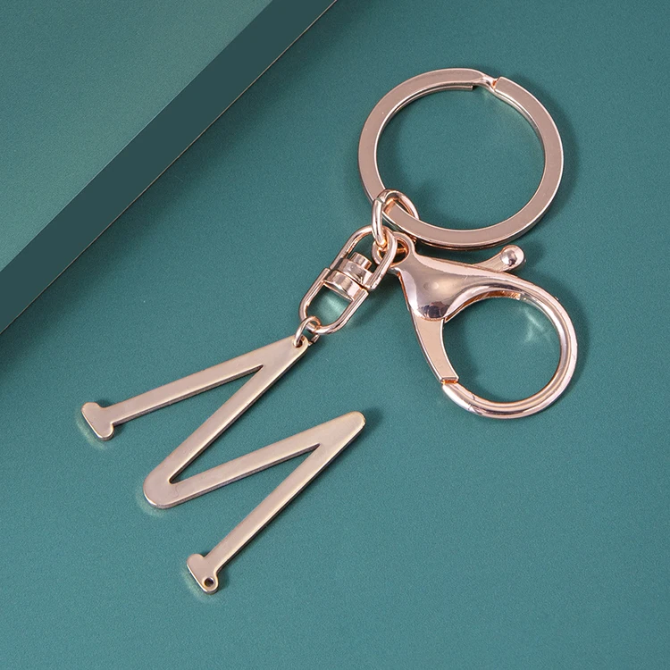 Alphabet Stainless Steel Rose Gold Letter Keychains Key Chain Capital ...