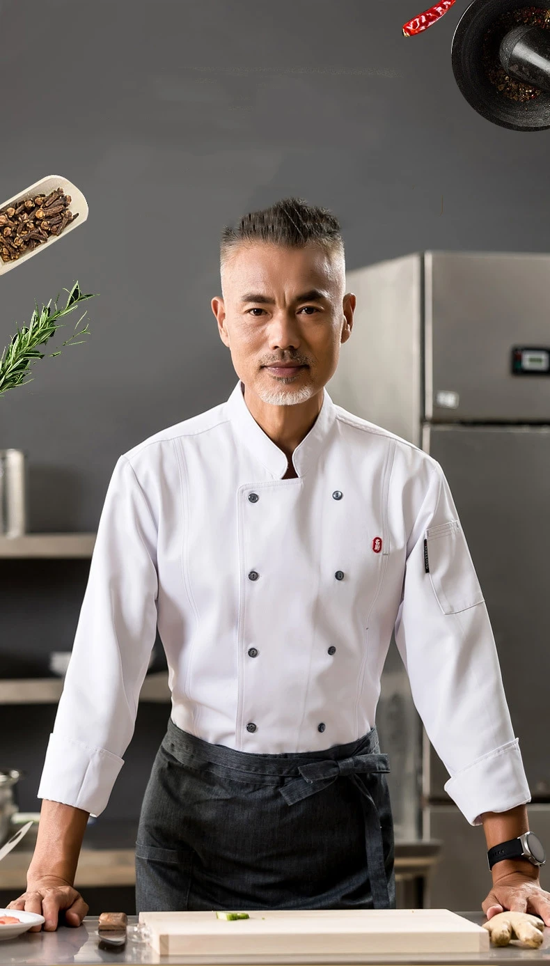 Jinteng Men's Long-Sleeved Chef Uniform - Eco-friendly