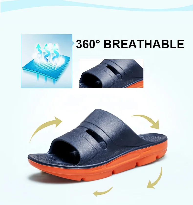 Men Large Size Flat Bathroom Shower Slides Slippers Non Slip Waterproof ...