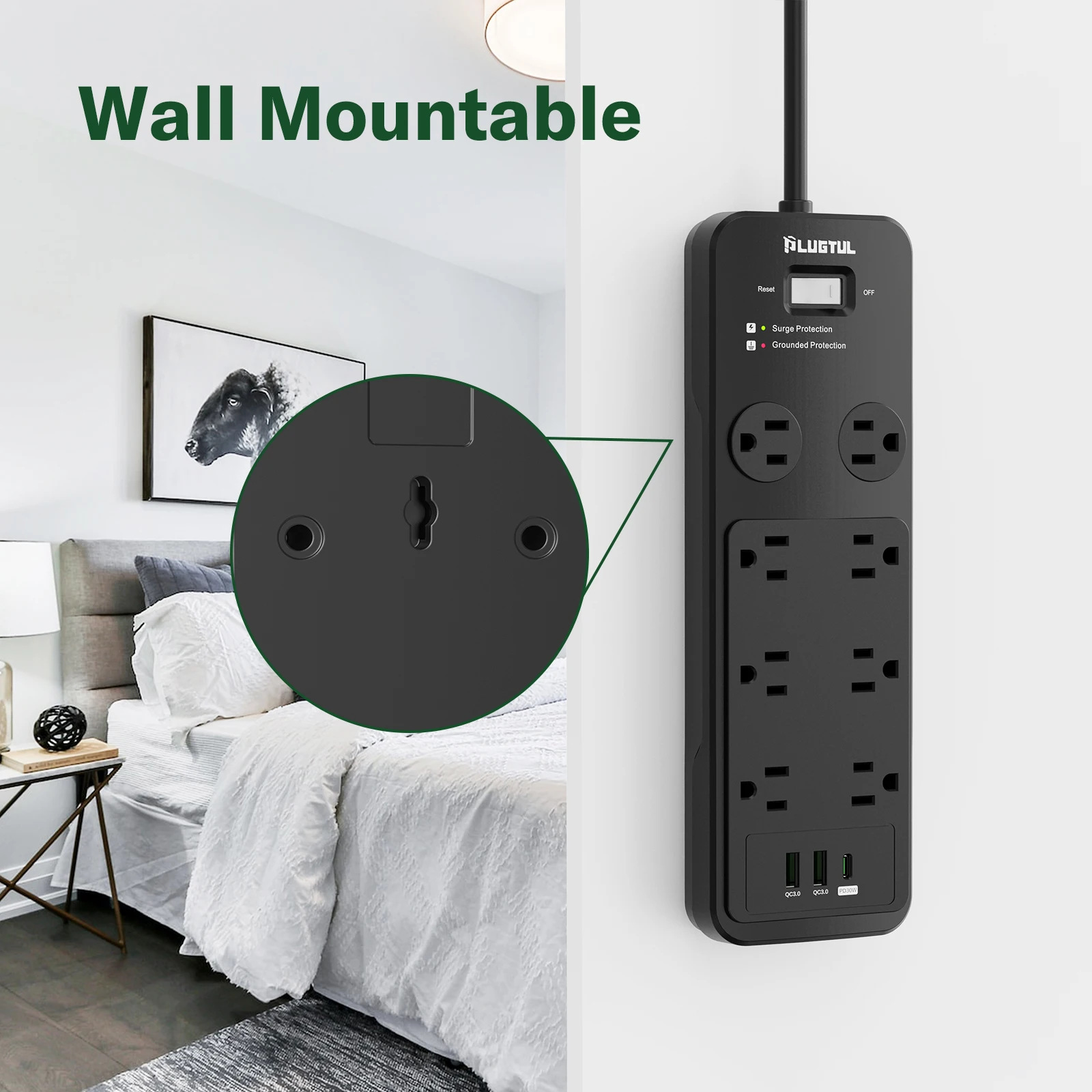 Us Multi Plug Desktop Surge Protector 8 Outlets Power Strip Desk Mount ...