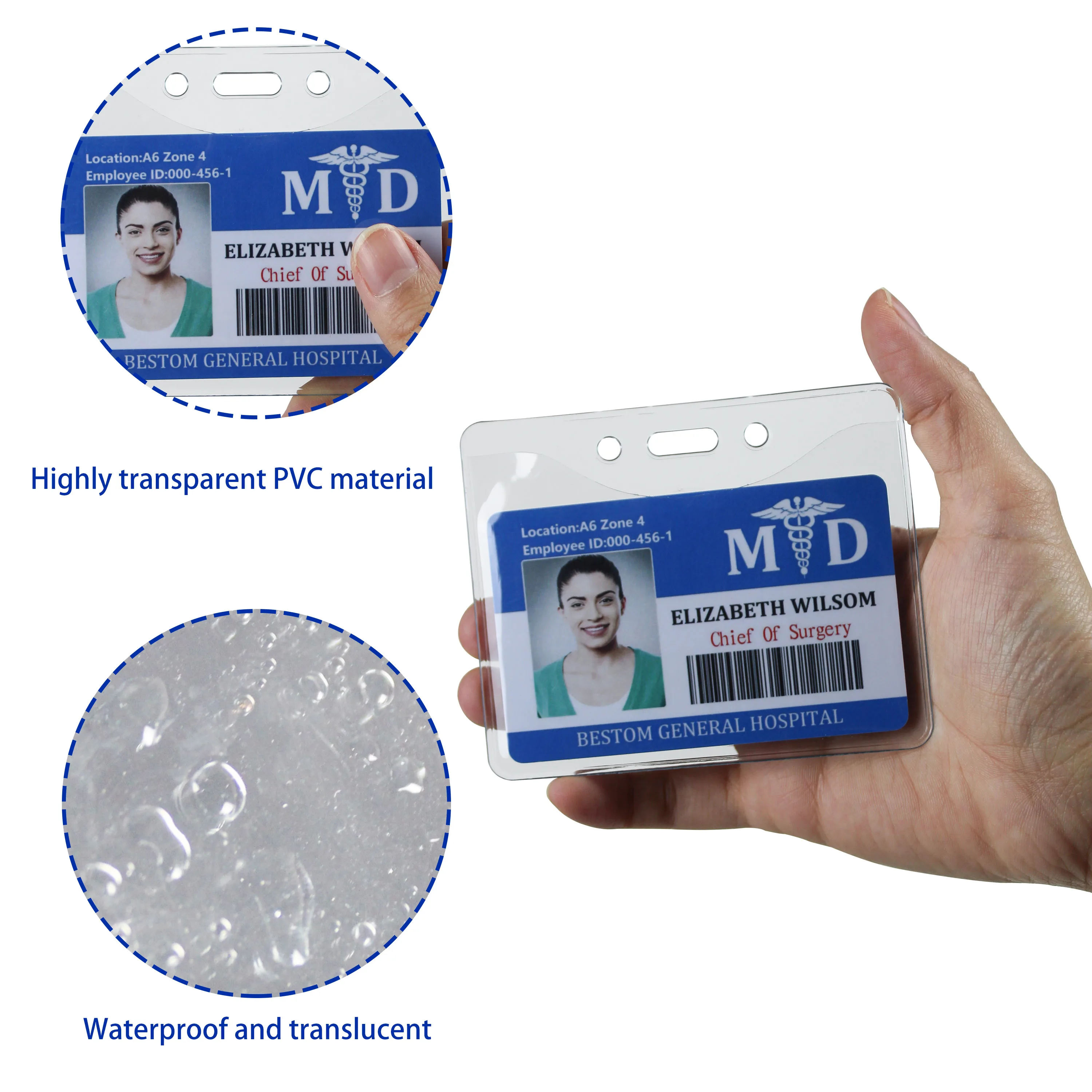 Bestom Clear Vinyl Plastic Business Card Holder Textured Horizontal Id ...