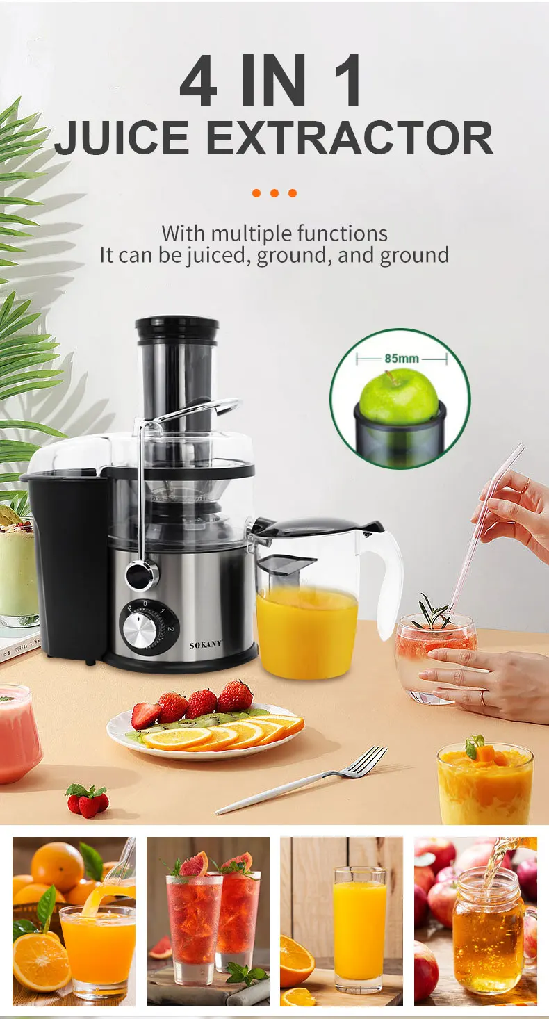 SOKANY Juicer Machine - Efficient and Quiet Fresh Juice Extractor