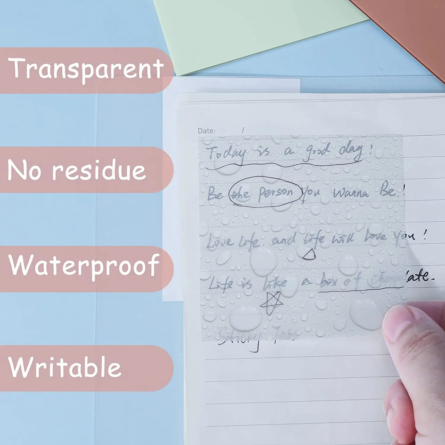 Clear Pastel Color Seffaf Post Sticky Transparente It Sticky Notes ...