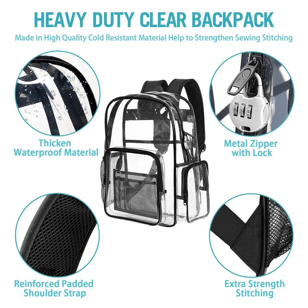 Thickening Pvc Transparent Backpack Fashion Girl Daily Use Women Clear ...