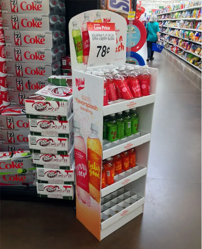 Customized Cardboard Floor Display Shelves for Drinks