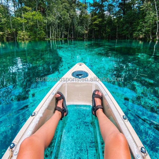 Canoa de cristal de diseño 2024, kayak transparente con fondo de ...