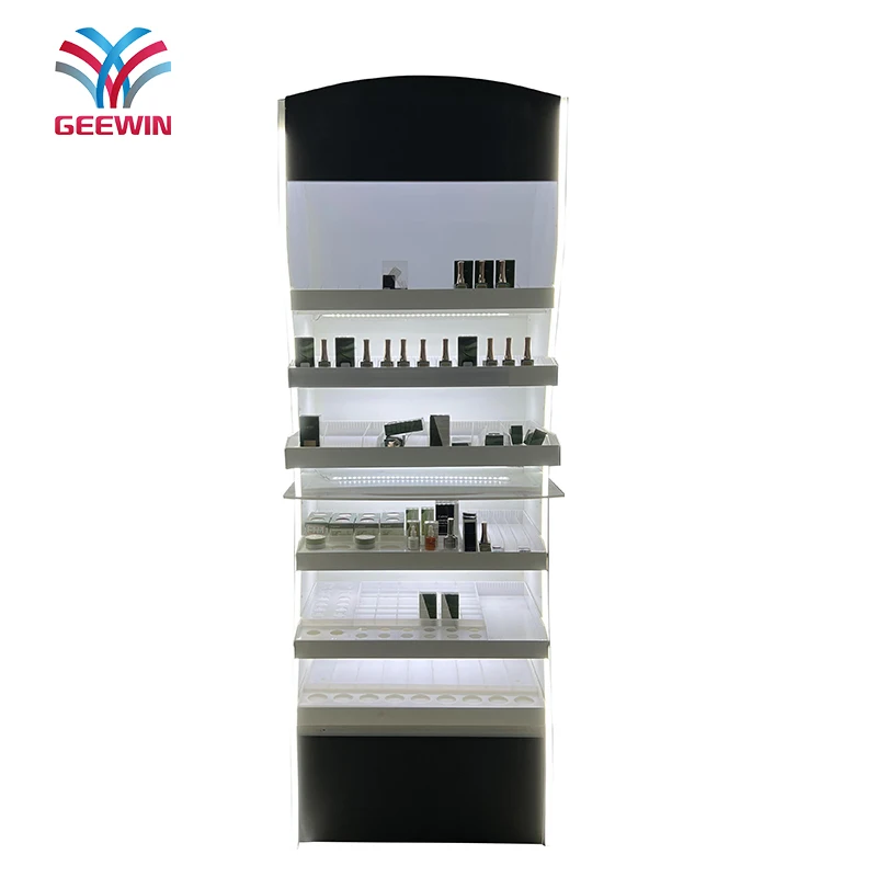 Wall Mounted Display Cabinets Cosmetic Display Shelf Floor Metal Stand ...