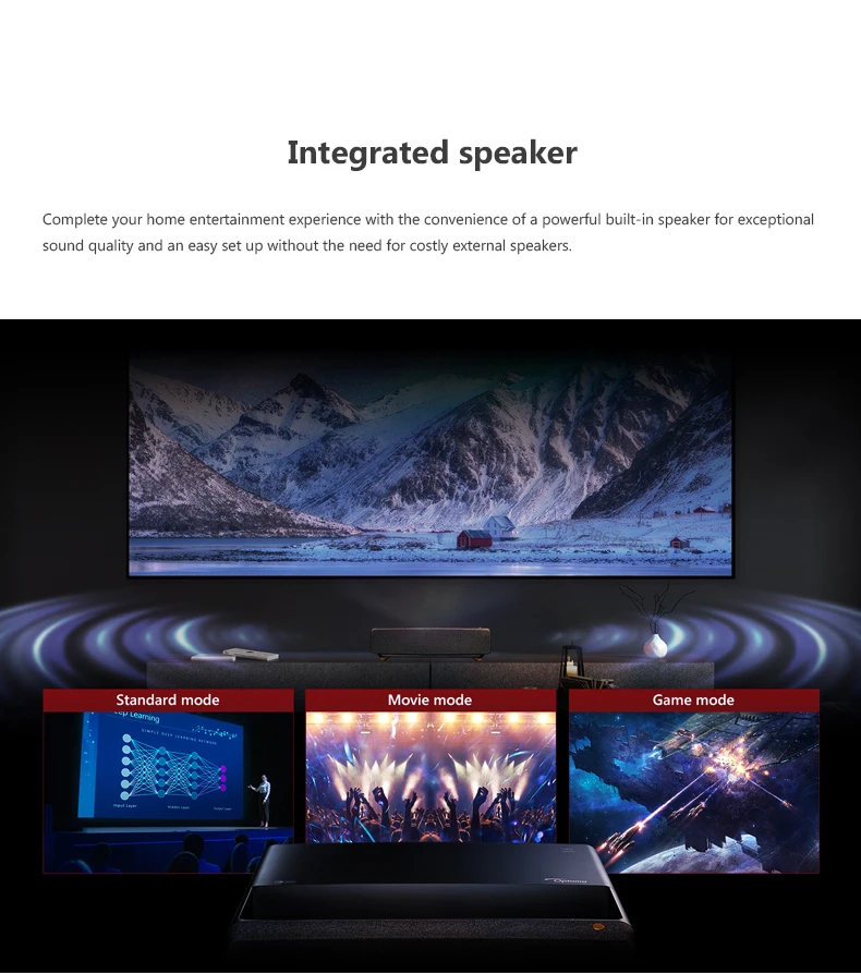Optoma 4k Ultra Short Throw Projector 3840x2160 Ust 4led 3d 240hz Video ...