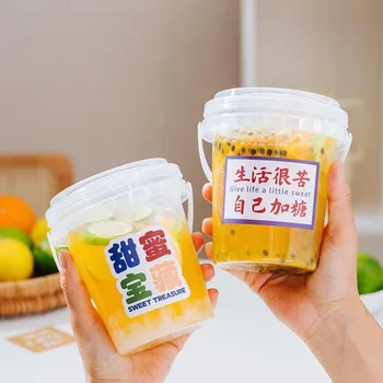 Custom Clear 32oz 1000ml Big Fruit Bucket Pp Take Away Boba Bubble Tea ...