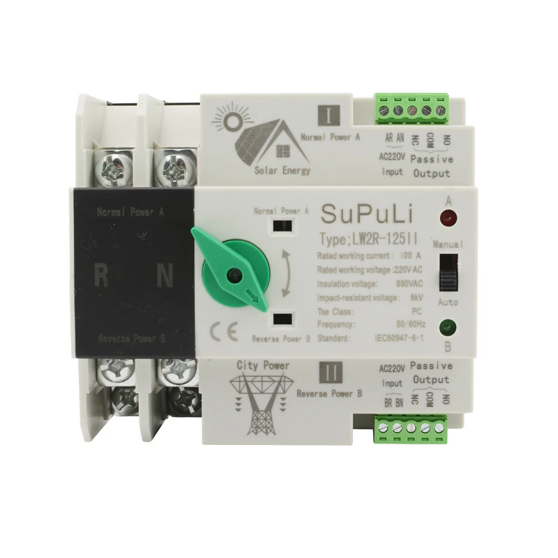 Ats 2pole 100a Ac 220v Solar Inverter Uninterruptible Dual Power ...