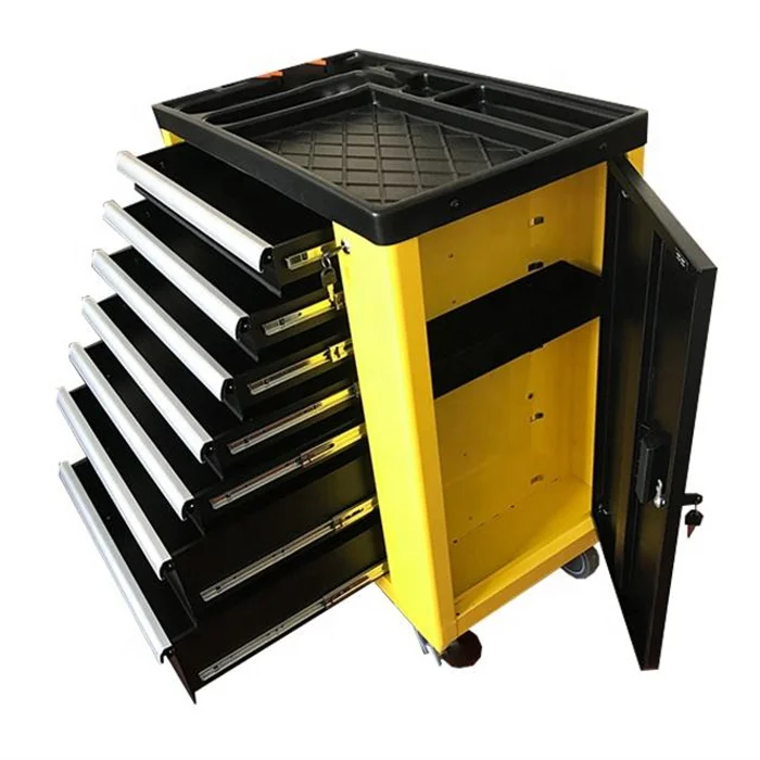 Metal Tool Trolley Workbench Rolling Box Trolley Drawers Lock Tool Cart ...