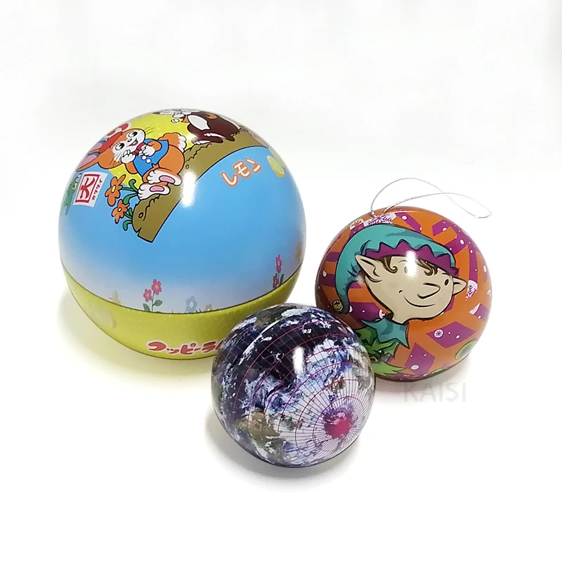 Gift Packing Christmas Ball Shape Tin Box Kids Candy Toy Gift Packing ...