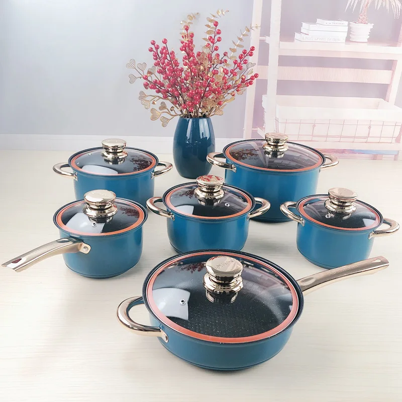 Color Cookware Non Stick Cookware Sets 12pcs Stainless Steel Cooking ...