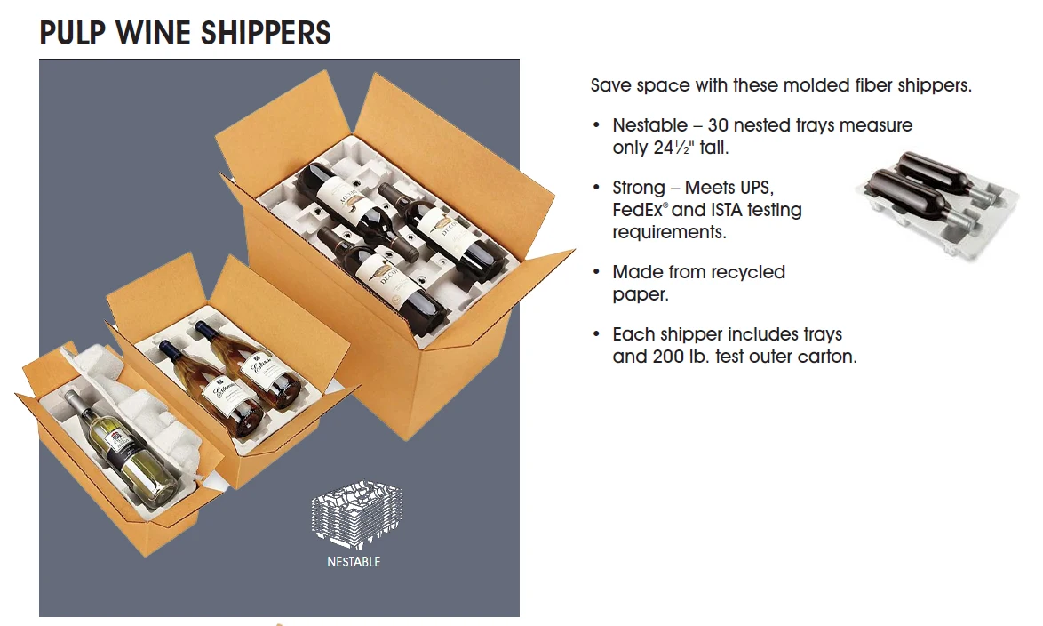 Eco Friendly Moulded Pulp Wine Shipper Pulp Wine Bottle Insert Tray ...