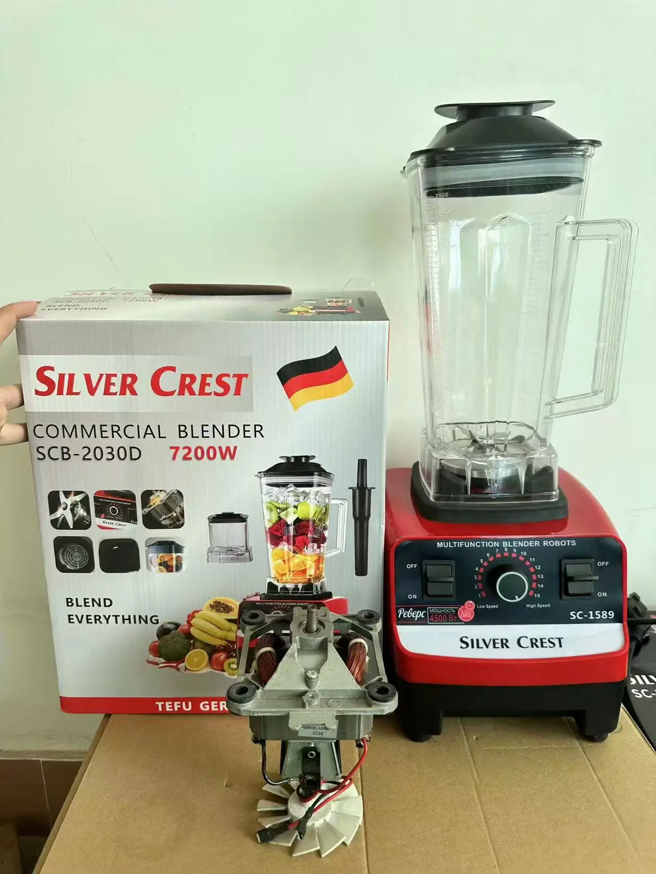 2L Silver Commercial Kitchen Blender 220V Electric Juicer Mixer Push ...