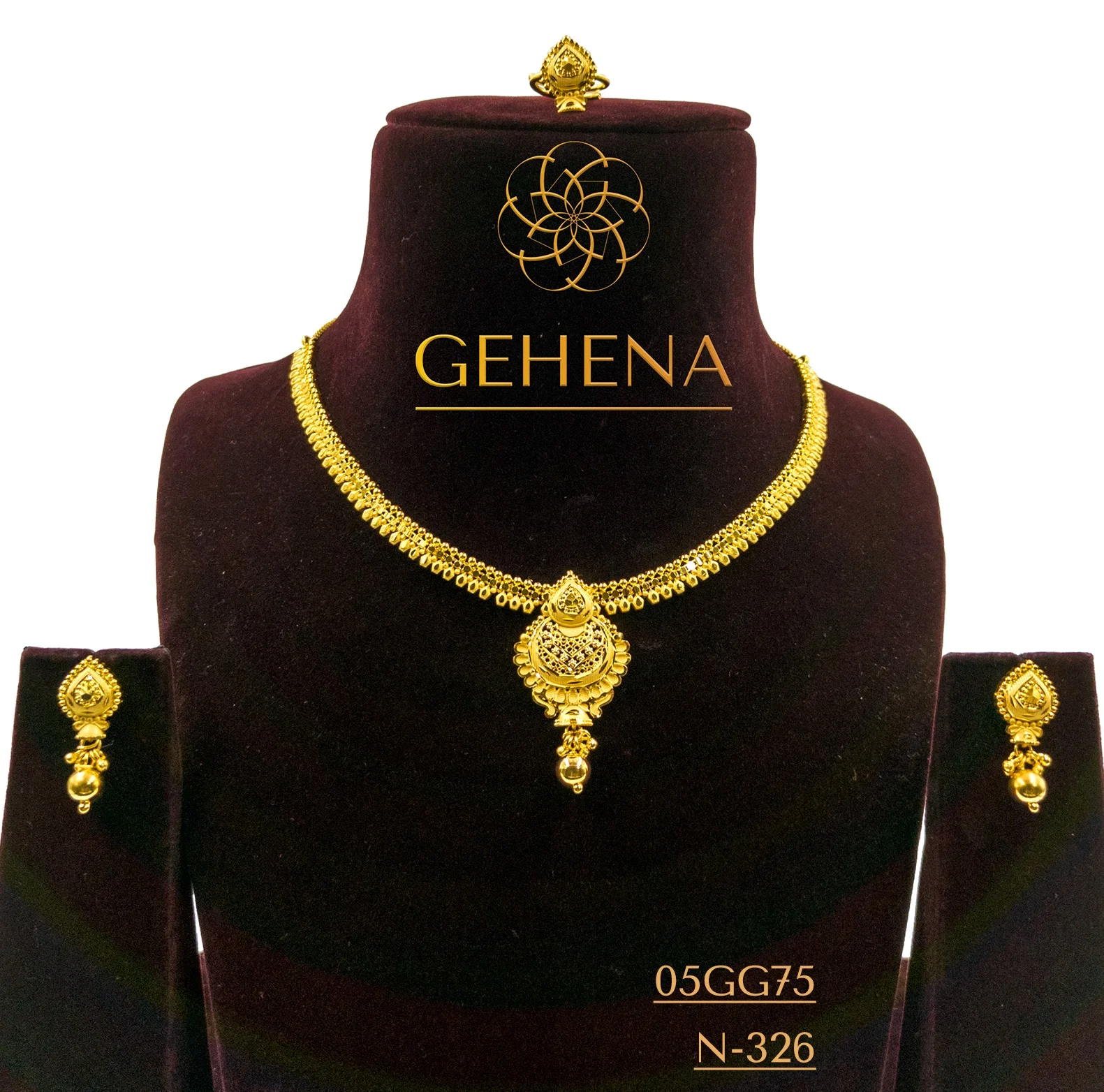5 Gramme 24k Gold Plated Short Long Beautiful Necklace Set Earring ...
