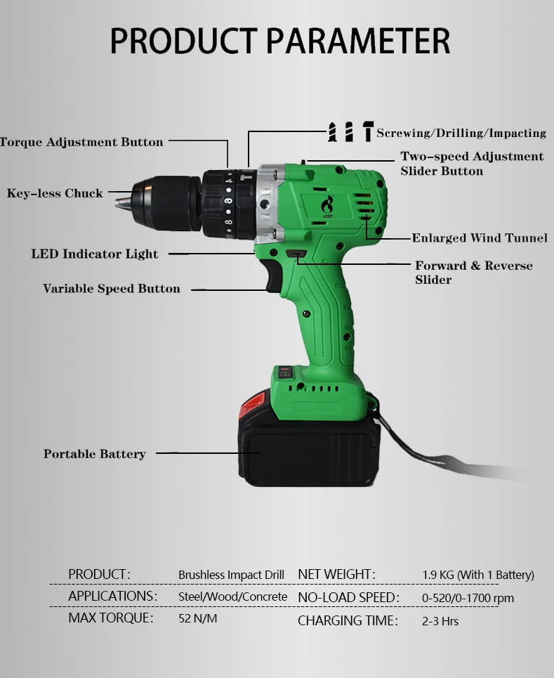 Portable Power Tools - Impact Brushless Cordless Drill