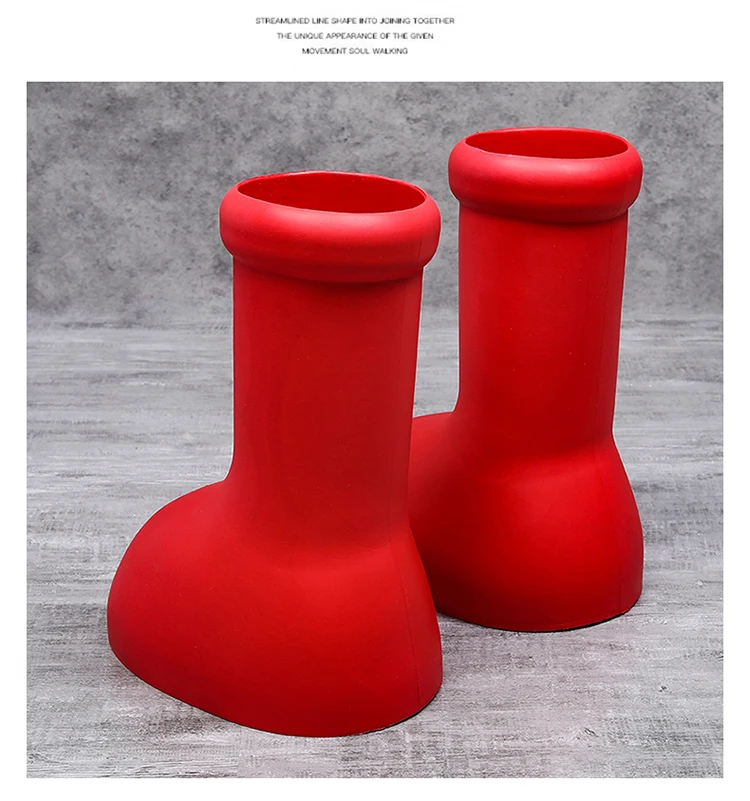 Mschf Big Red Boots Fashion Trendy Rubber Shoes Mid-leg Pumps Luxury ...