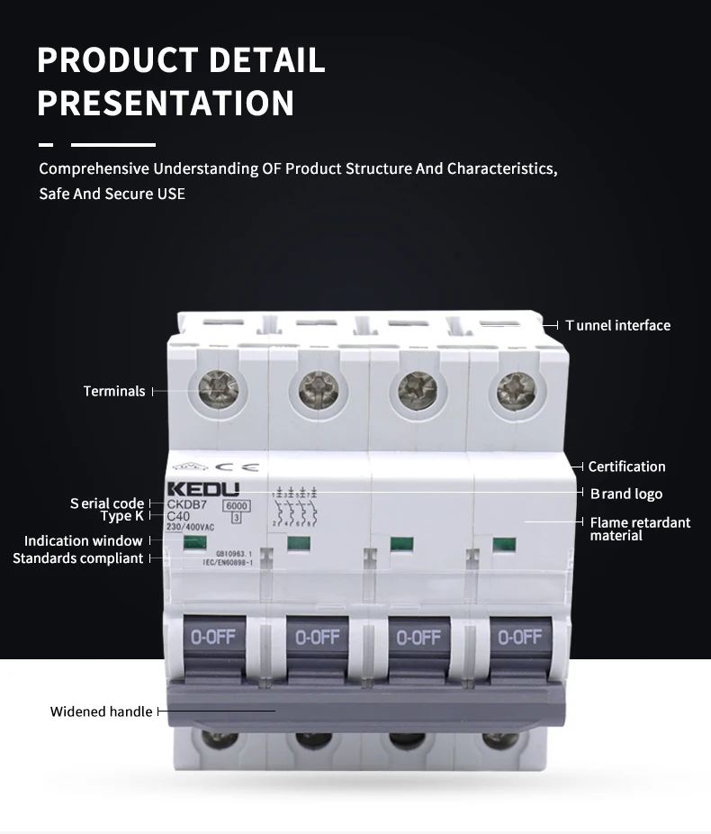 Kedu Ckdb7 Series Ac 40amp Mcb Miniature Circuit Breaker With Vde Cb ...