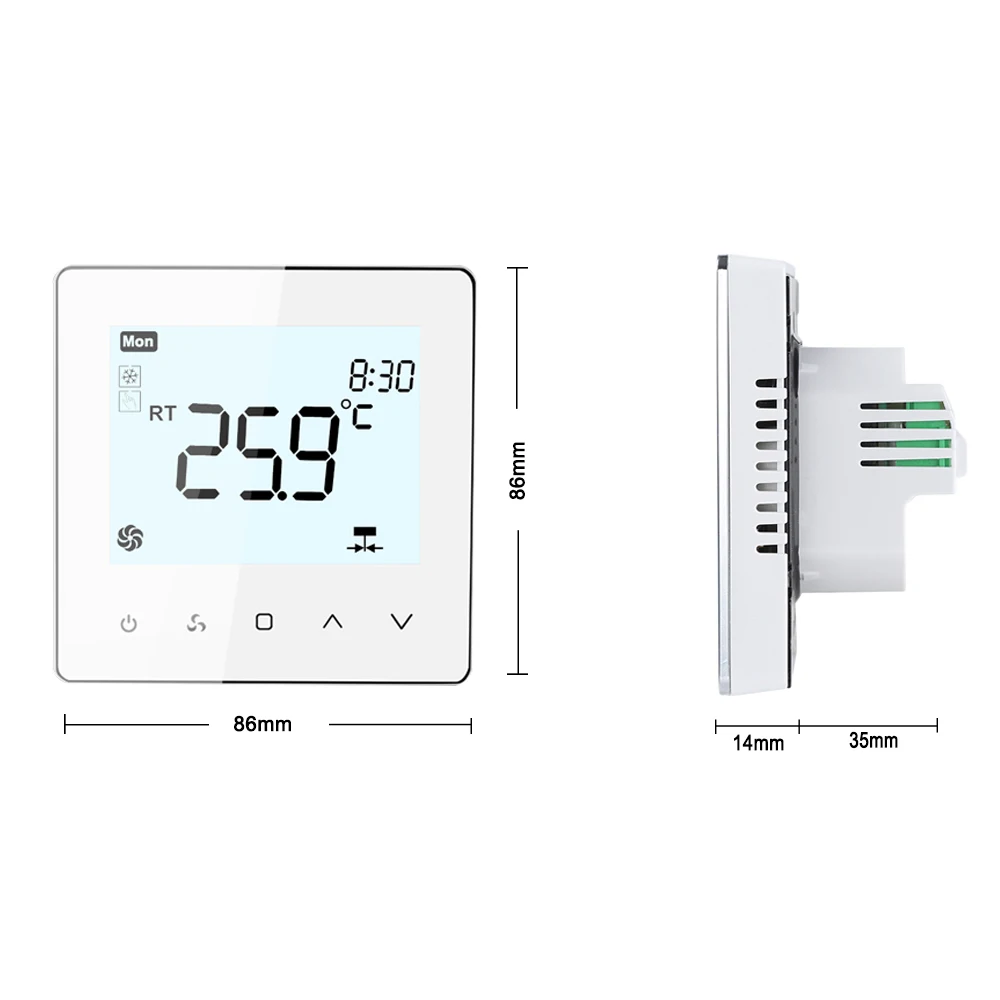 Hvac System Lcd Screen Fan Coil Unit Weekly Programmable Lcd Touch ...