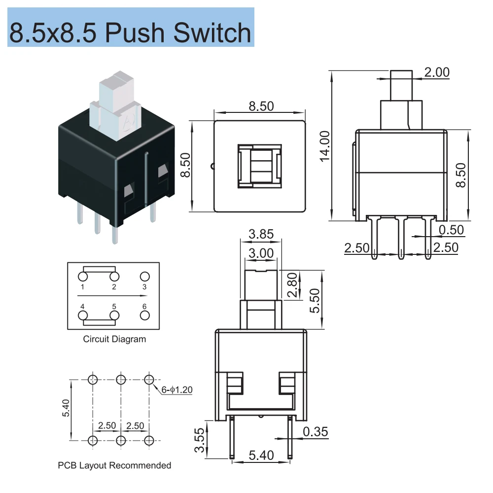 7x7 Push Button Switch DIP 6 PIN for Toy Game Accessory