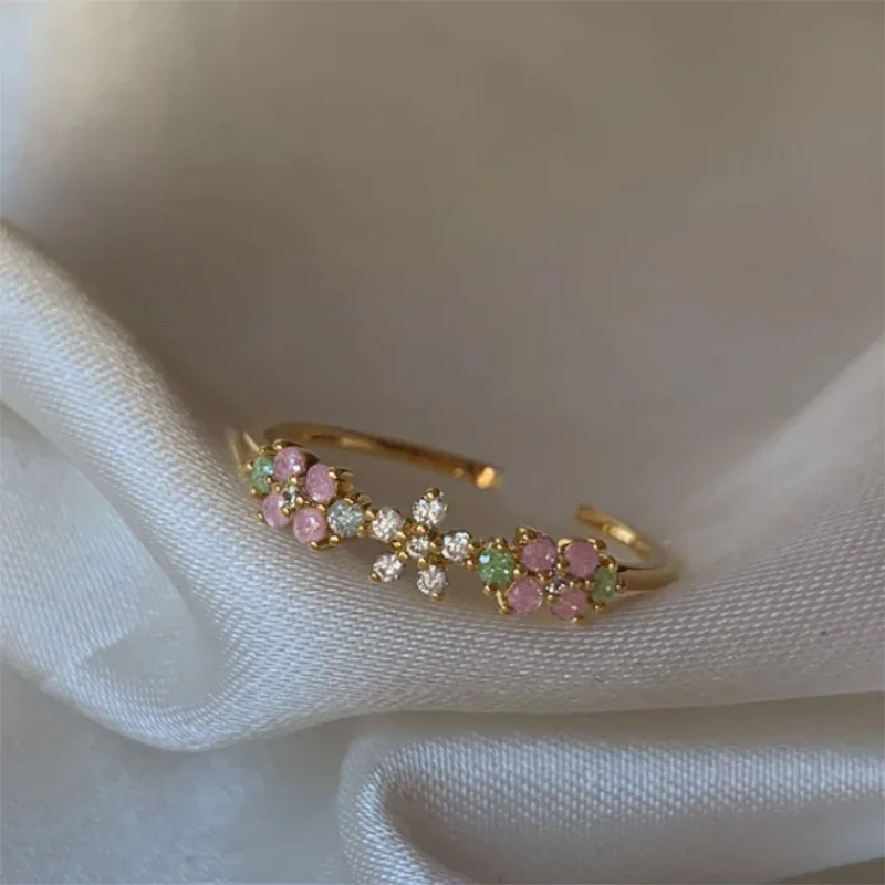 Fashion Sakura Flower Engagement Ring for Women, Exquisite Shiny ...