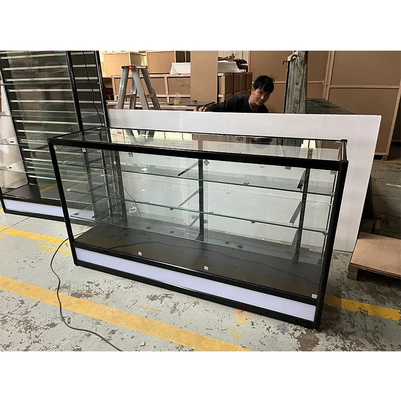 6ft Full Vision Glass Display Case With Color Light Base - Buy Lighted ...
