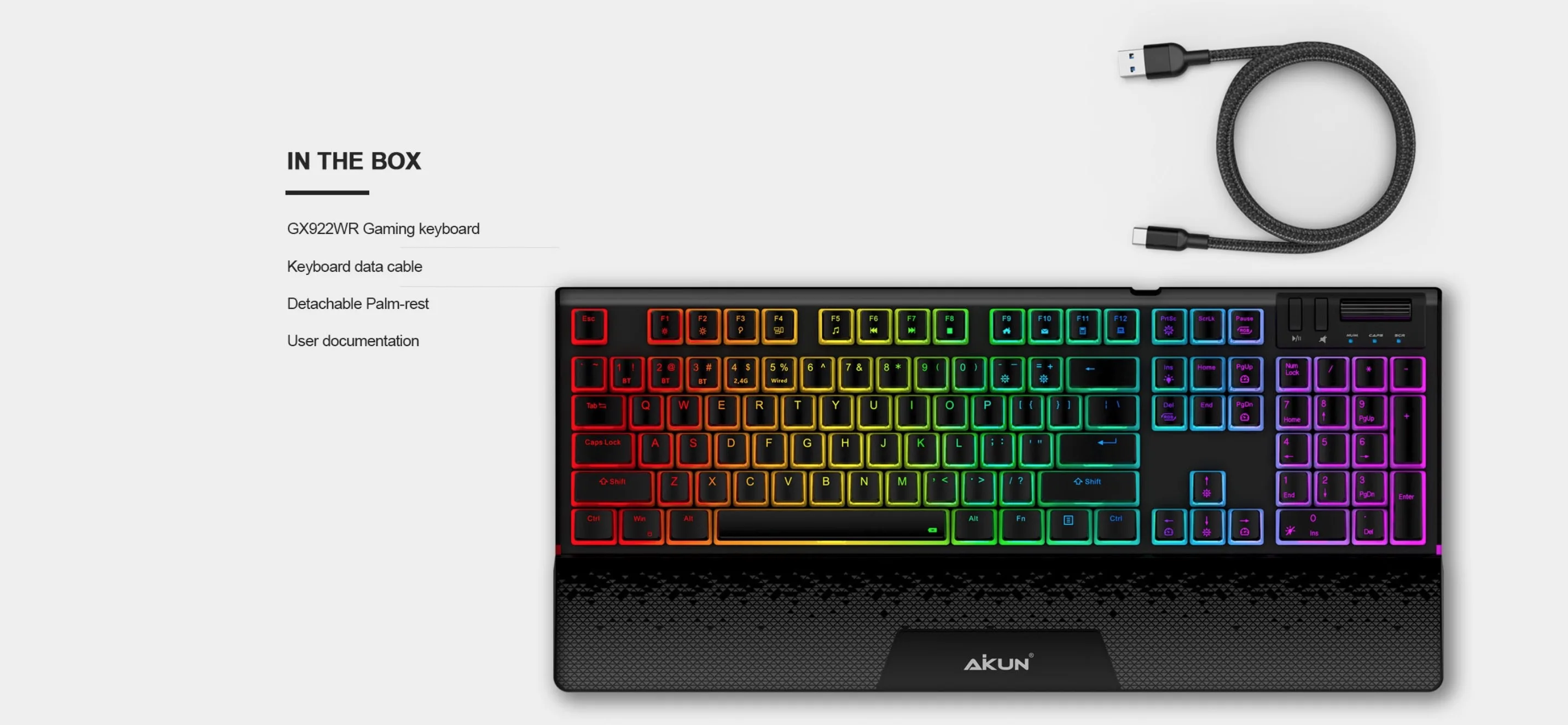 AIKUN GX922 Aluminium Wired Programmable Gaming Keyboard RGB Backlight ...