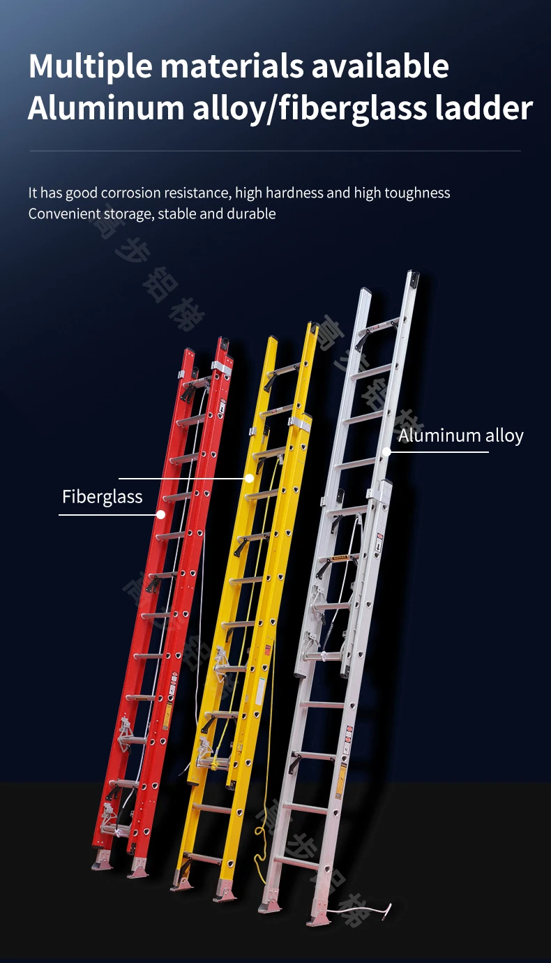 Heavy Duty Rating Insulated Non-conductive Double Extension Ladder With ...