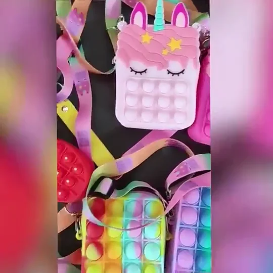 Silicone Fidget Purse Pop Its Bag Tote Bubble Cheap Logo Silicone ...