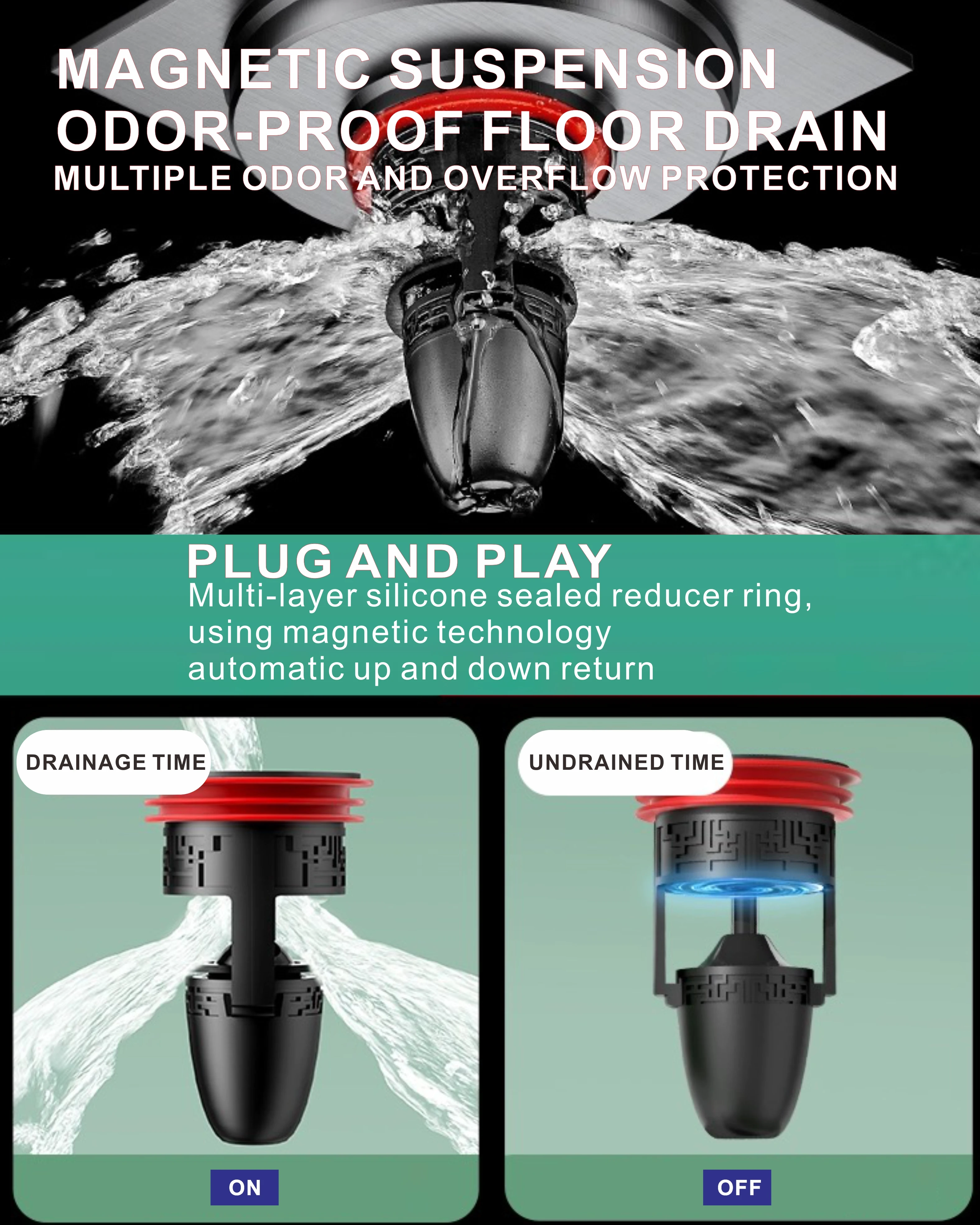 Toilet Floor Drain Deodorizer - Universal Flow Plug