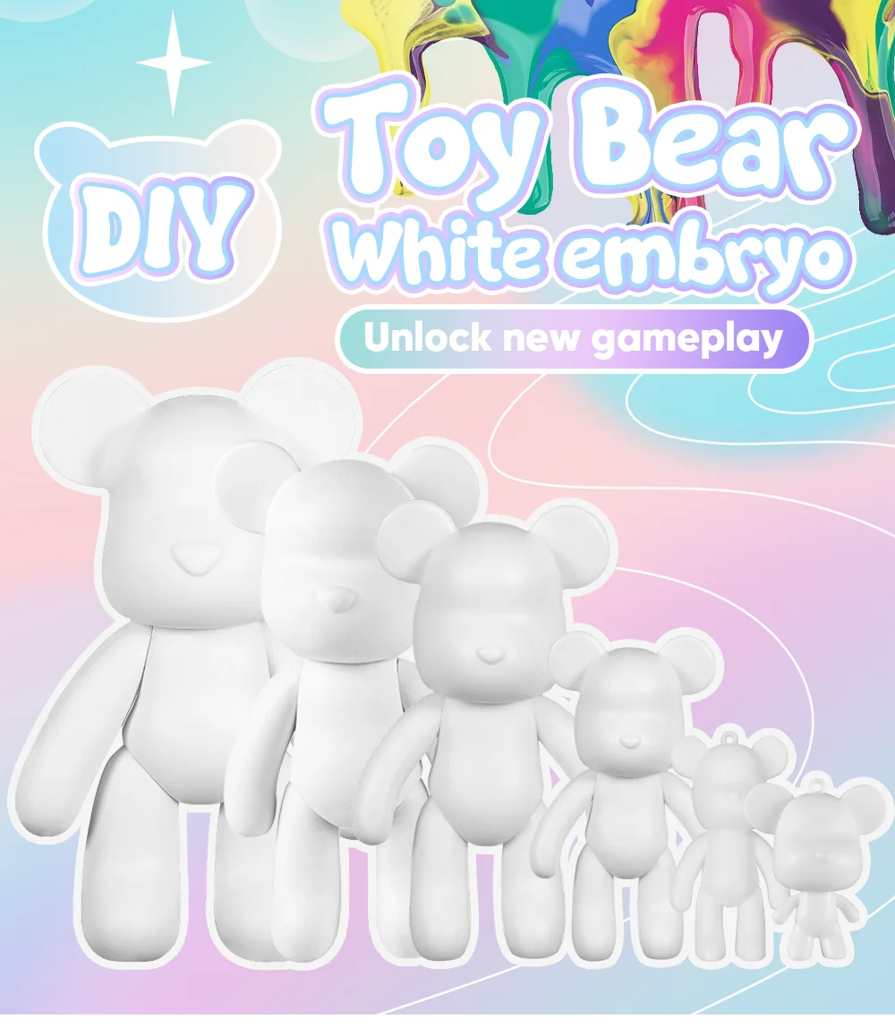 KHY Cute DIY Bear Painting Bearbrick 1000% White Figurine